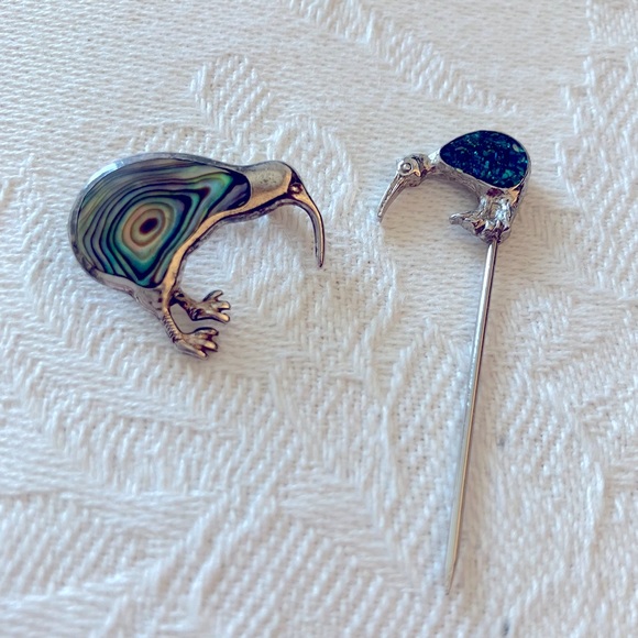 Jewelry | Vintage Abalone Sterling Silver Kiwi Pin Wkiwi Stickpin From ...